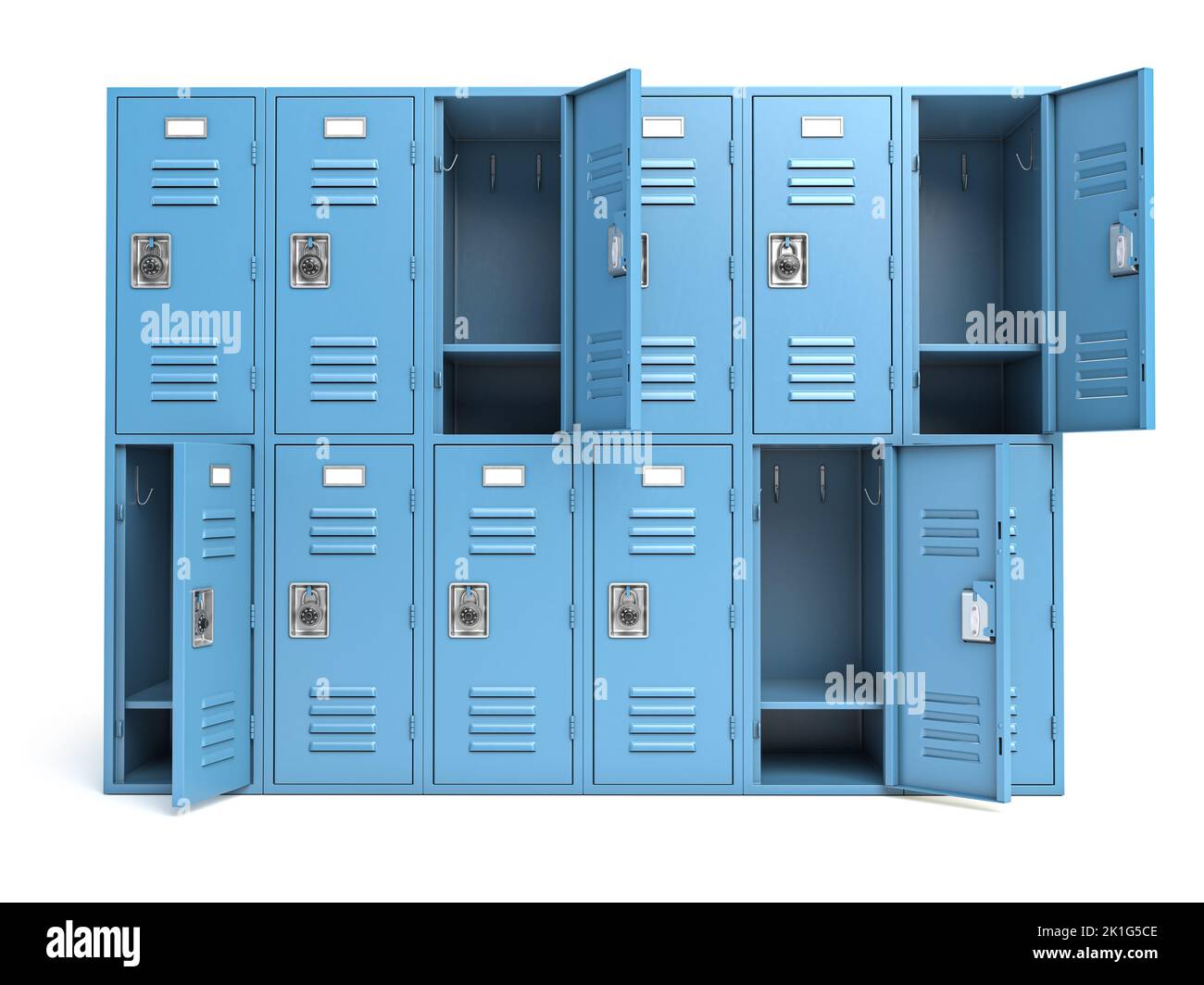 Metal locker box with open doors isolated on white. 3d illustration ...