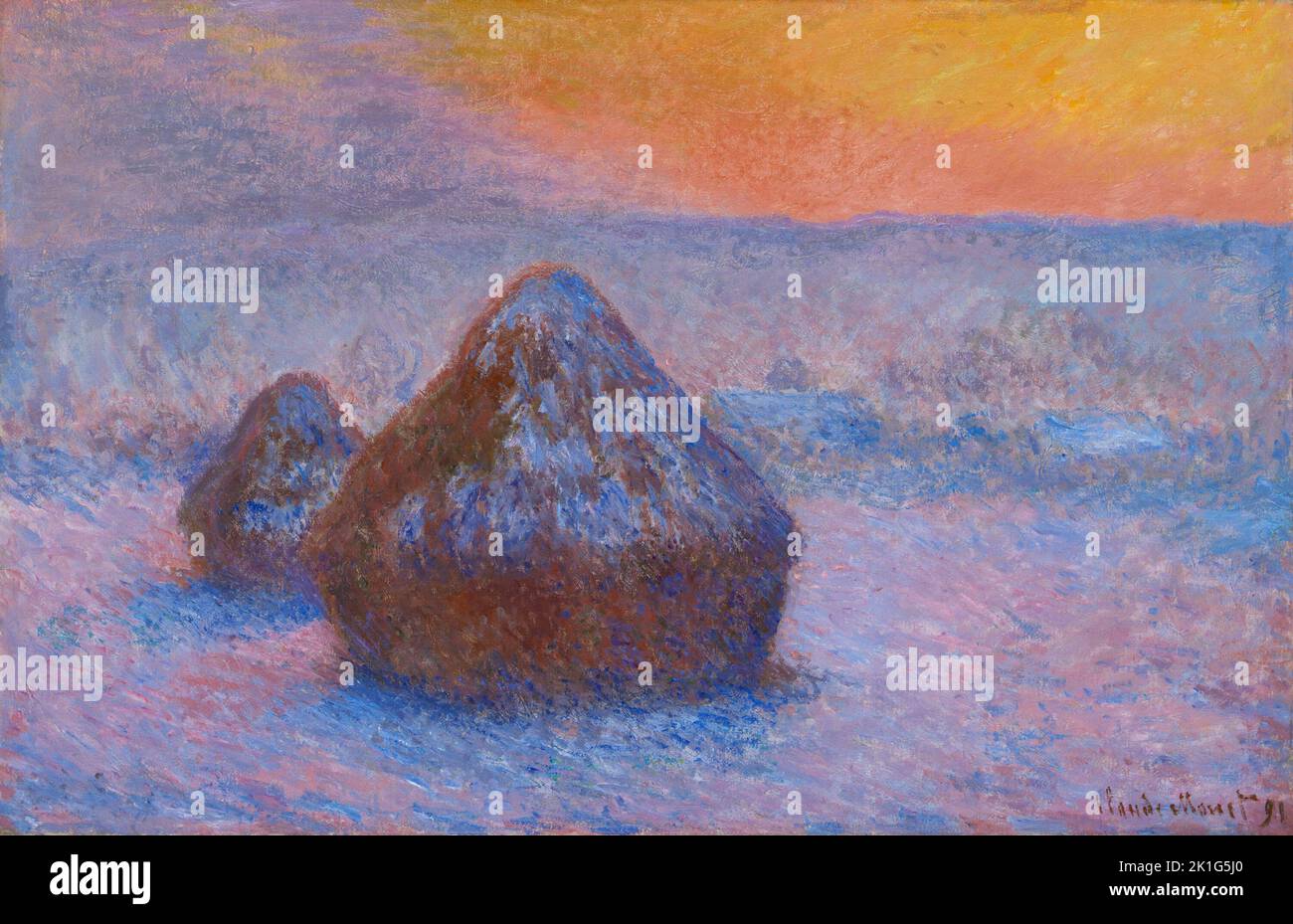 Stacks of Wheat (Sunset, Snow Effect). Claude Monet. 1890/91 Stock ...