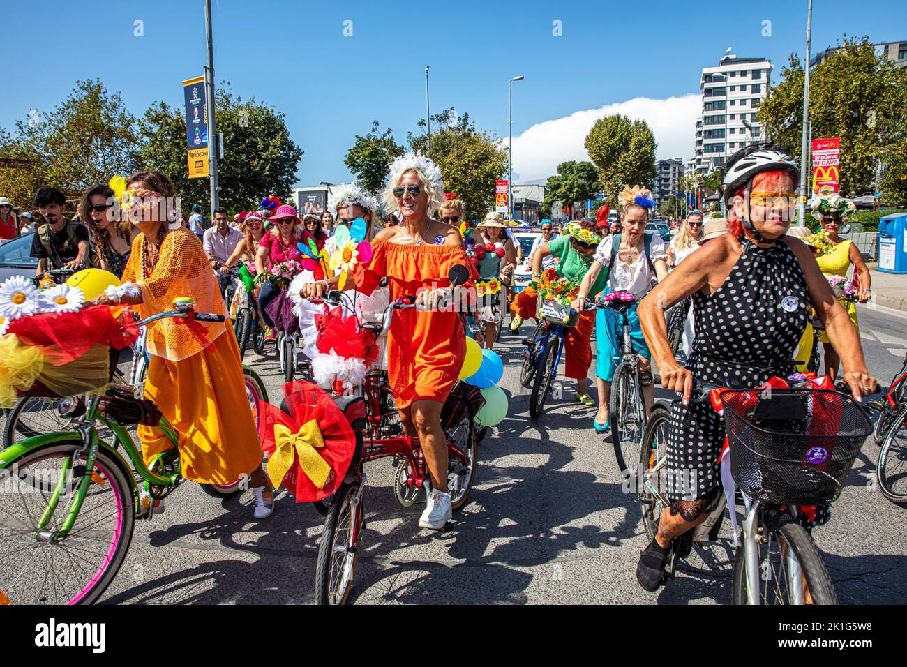Istanbul, Turkey - September 18, 2022: Fancy women bike tour. Istanbul ...