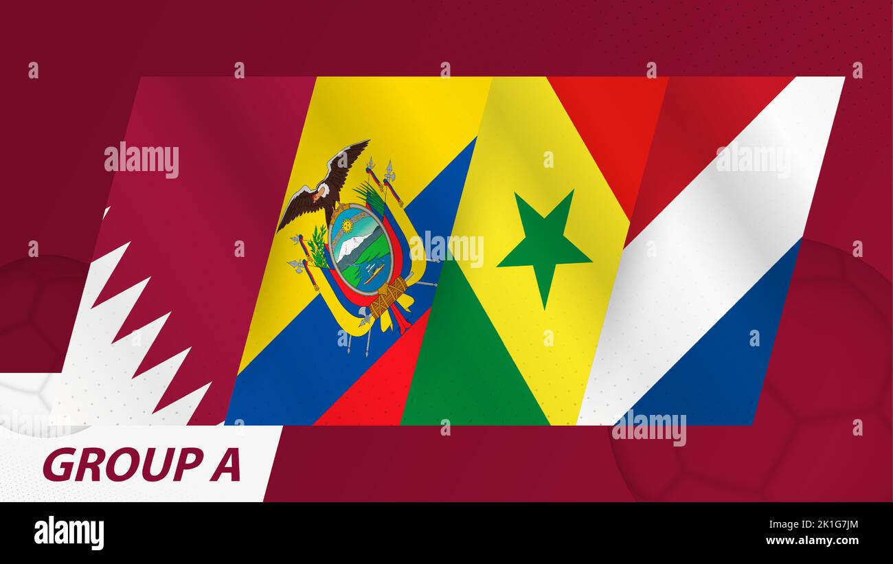 Group A flags of the International football tournament 2022. Abstract ...