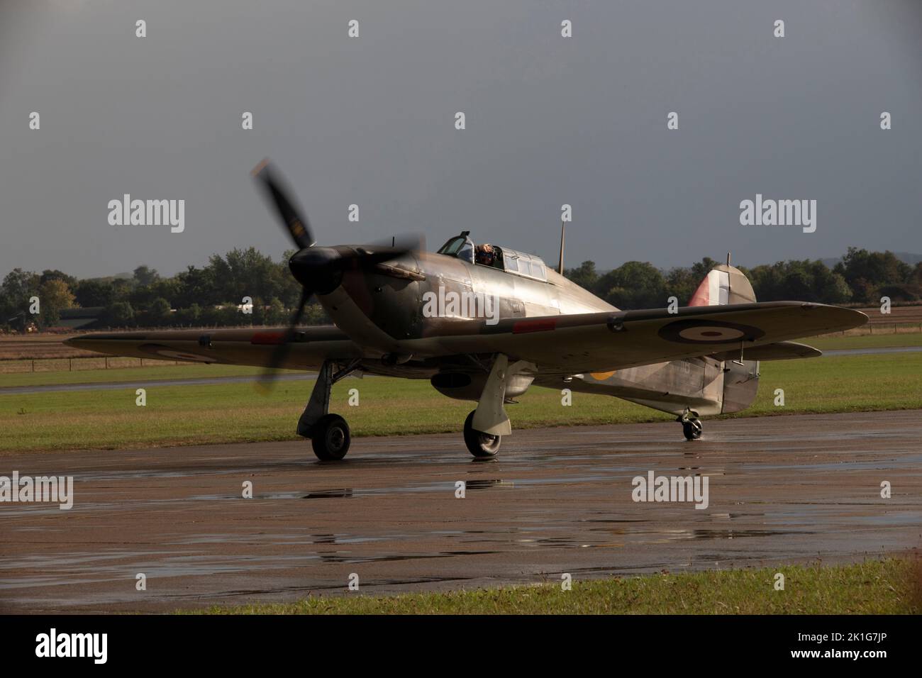 Hawker Hurricane landing at dusk, after it's flying display at the IWM ...
