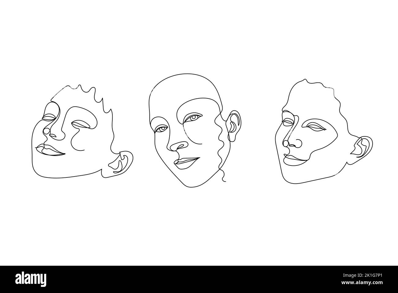 Female face one single line drawings set Stock Vector Image & Art - Alamy