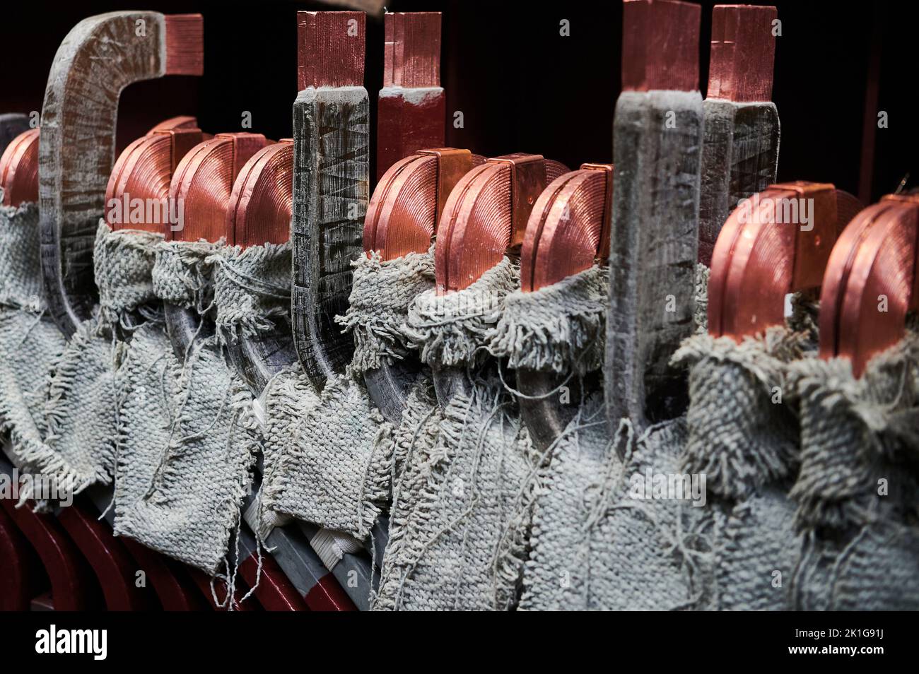 Copper bus elements of stator winding of electric motor Stock Photo - Alamy