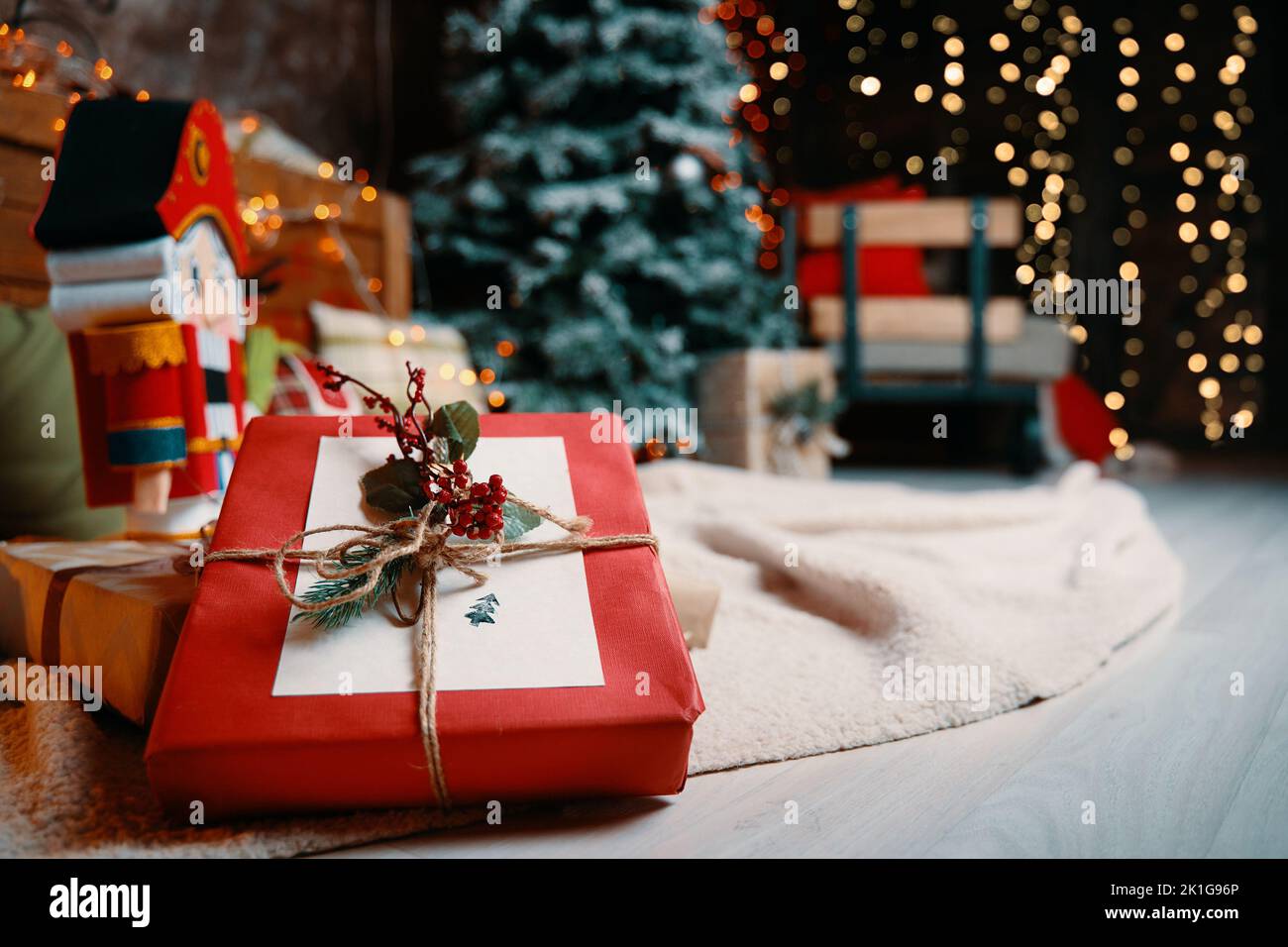 Christmas decorations in photo studio Stock Photo - Alamy