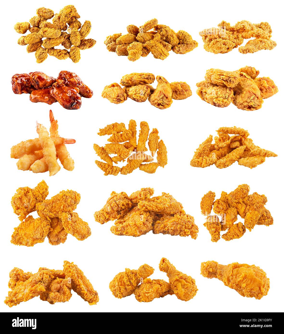 Assorted fried chicken and tempura shrimp collage Stock Photo - Alamy