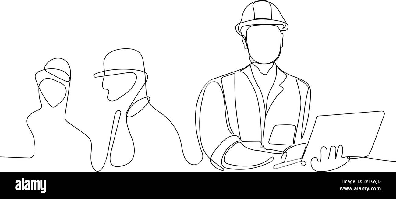 construction manager and engineer working on building site. Vector ...