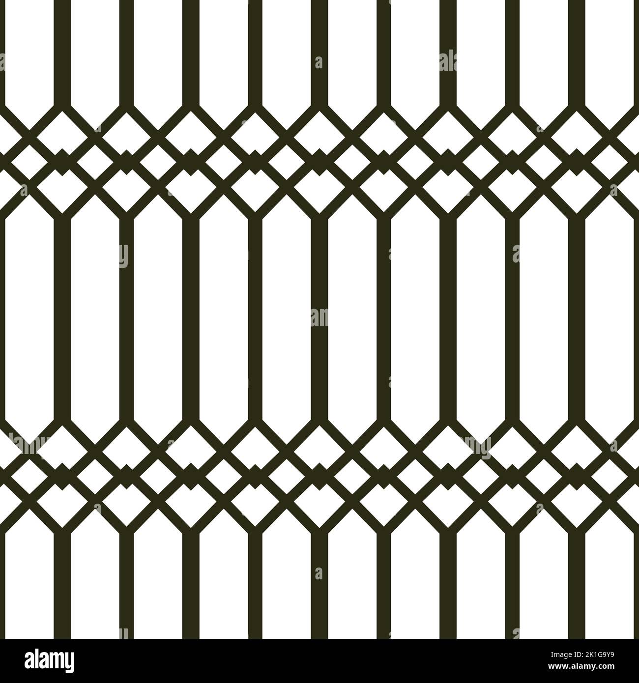 A seamless pattern with black parallel lines and diamond shapes ...