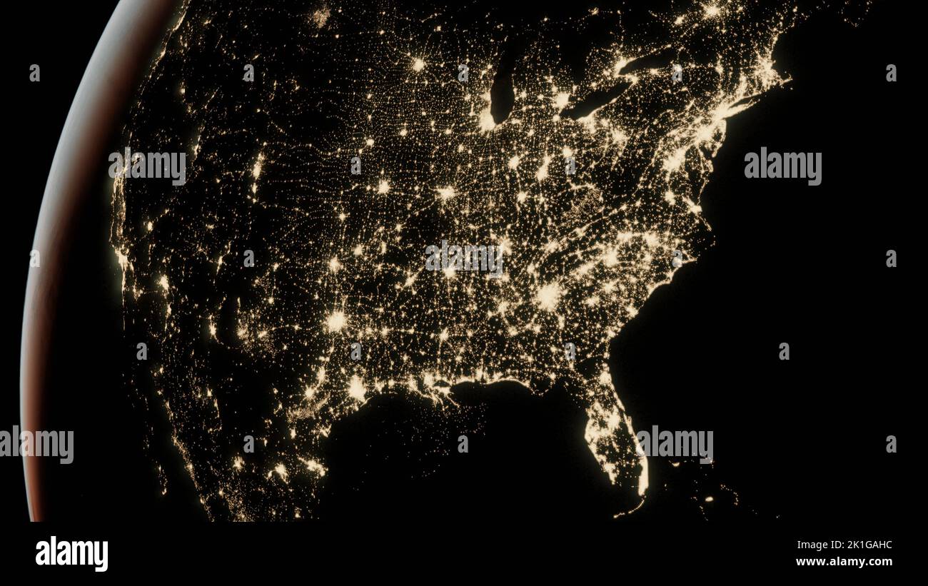 New york night satellite view hi-res stock photography and images - Alamy