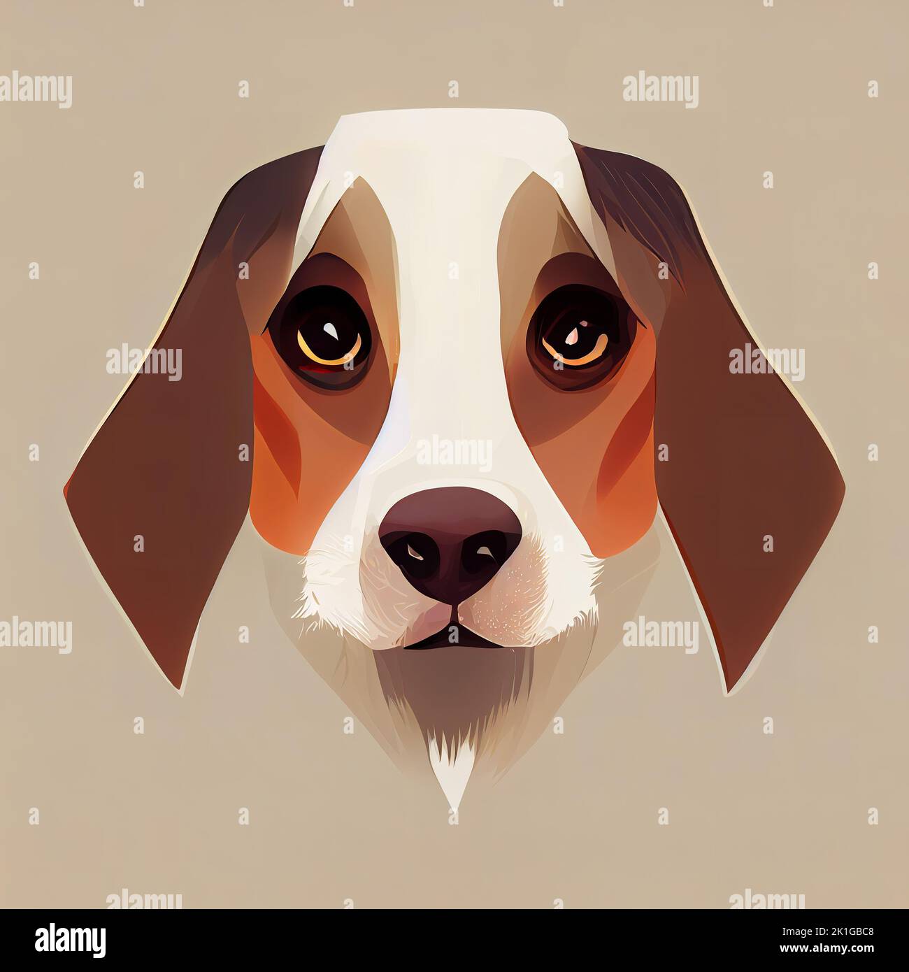 Full face portrait of dog. Digital illustration based on render by ...