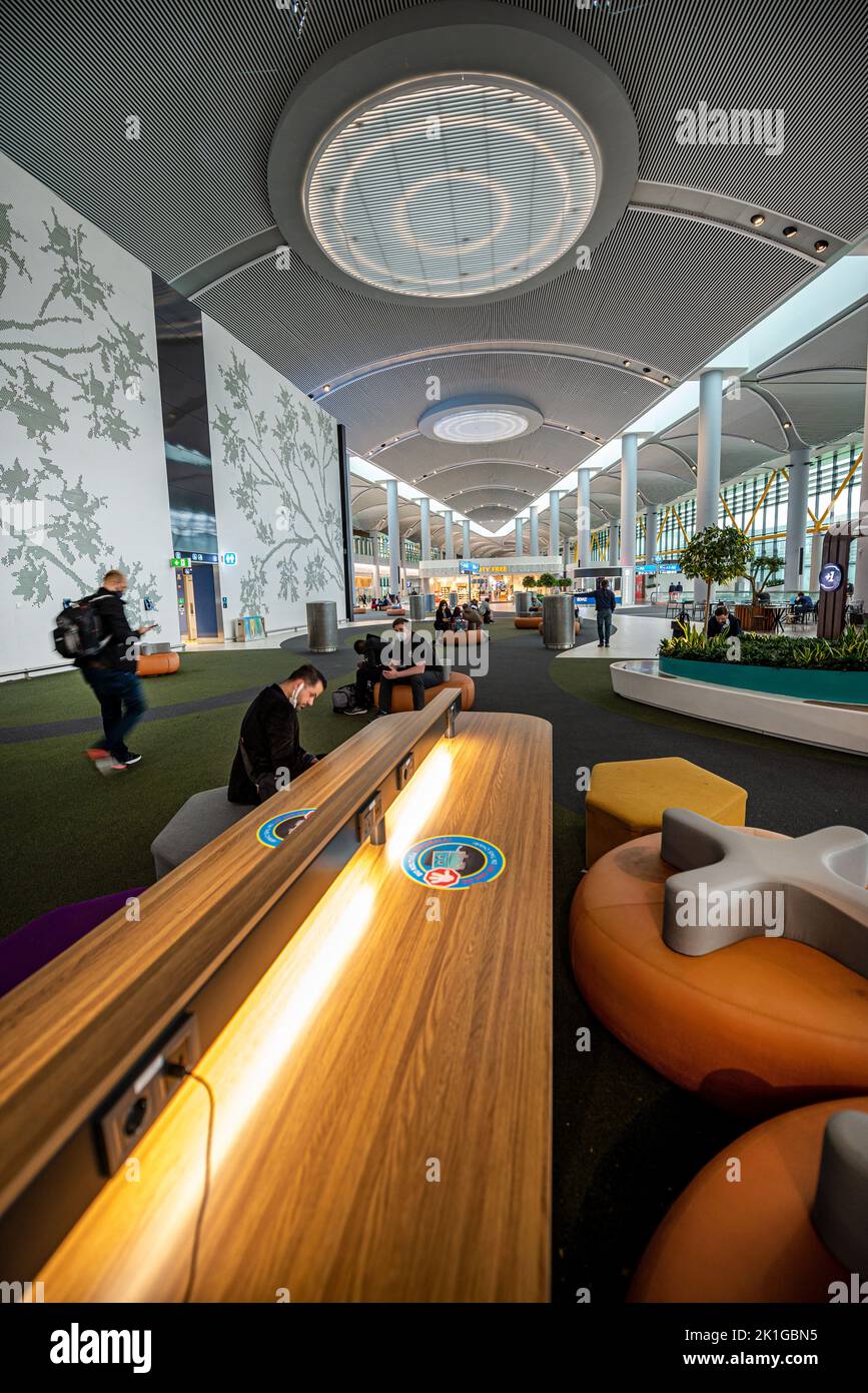 Waiting area in Instanbul Airport, Turkey Stock Photo - Alamy