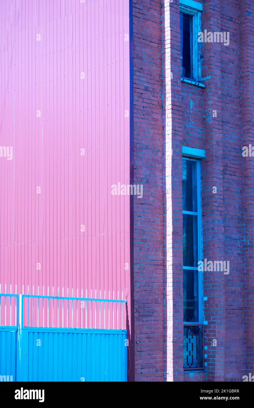 A textured background with light pink and light blue wall Stock Photo ...