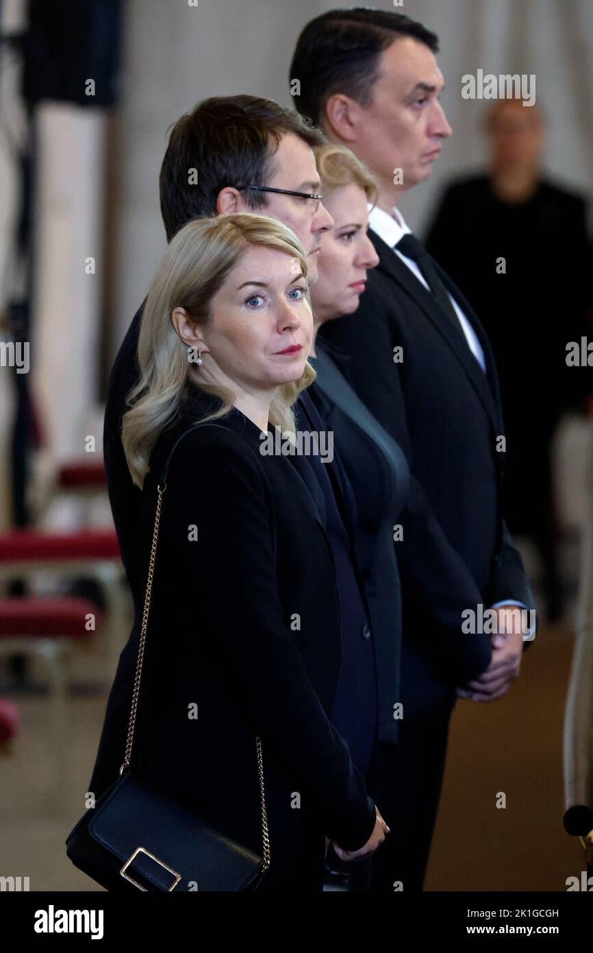 President of Slovakia Juraj Rizman (right) and delegation pay their ...