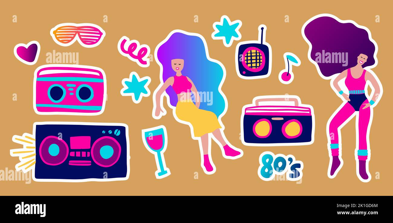 80s clipart retro character. Vintage vector retro icon psychedelic ...