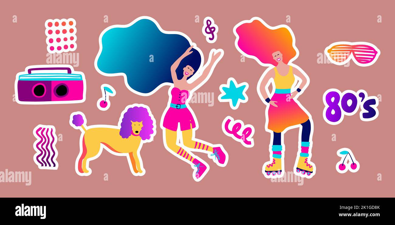 80s clipart retro character. Vintage vector retro icon psychedelic ...