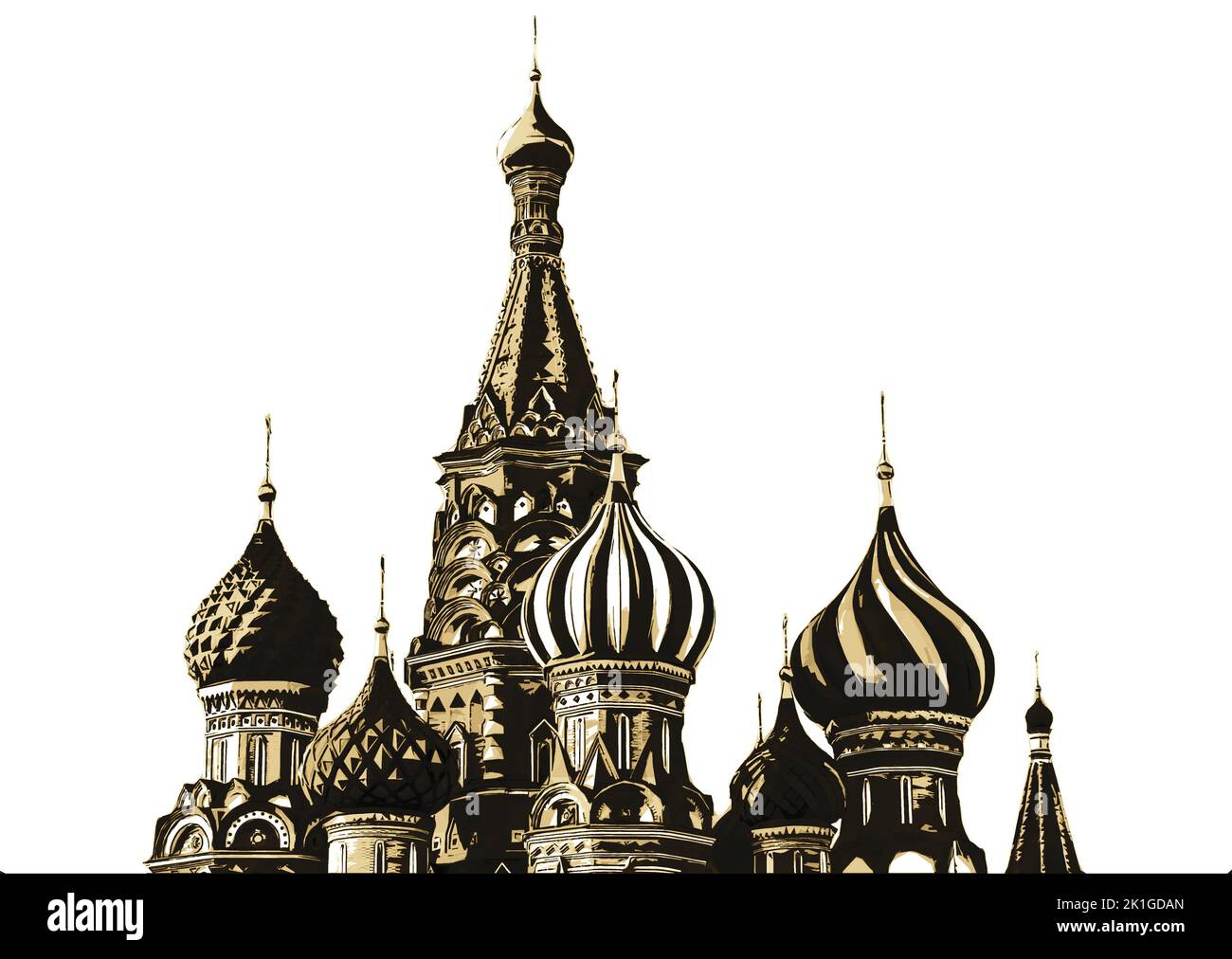 Digital design of Moscow. St. Basil Cathedral on white background Stock ...