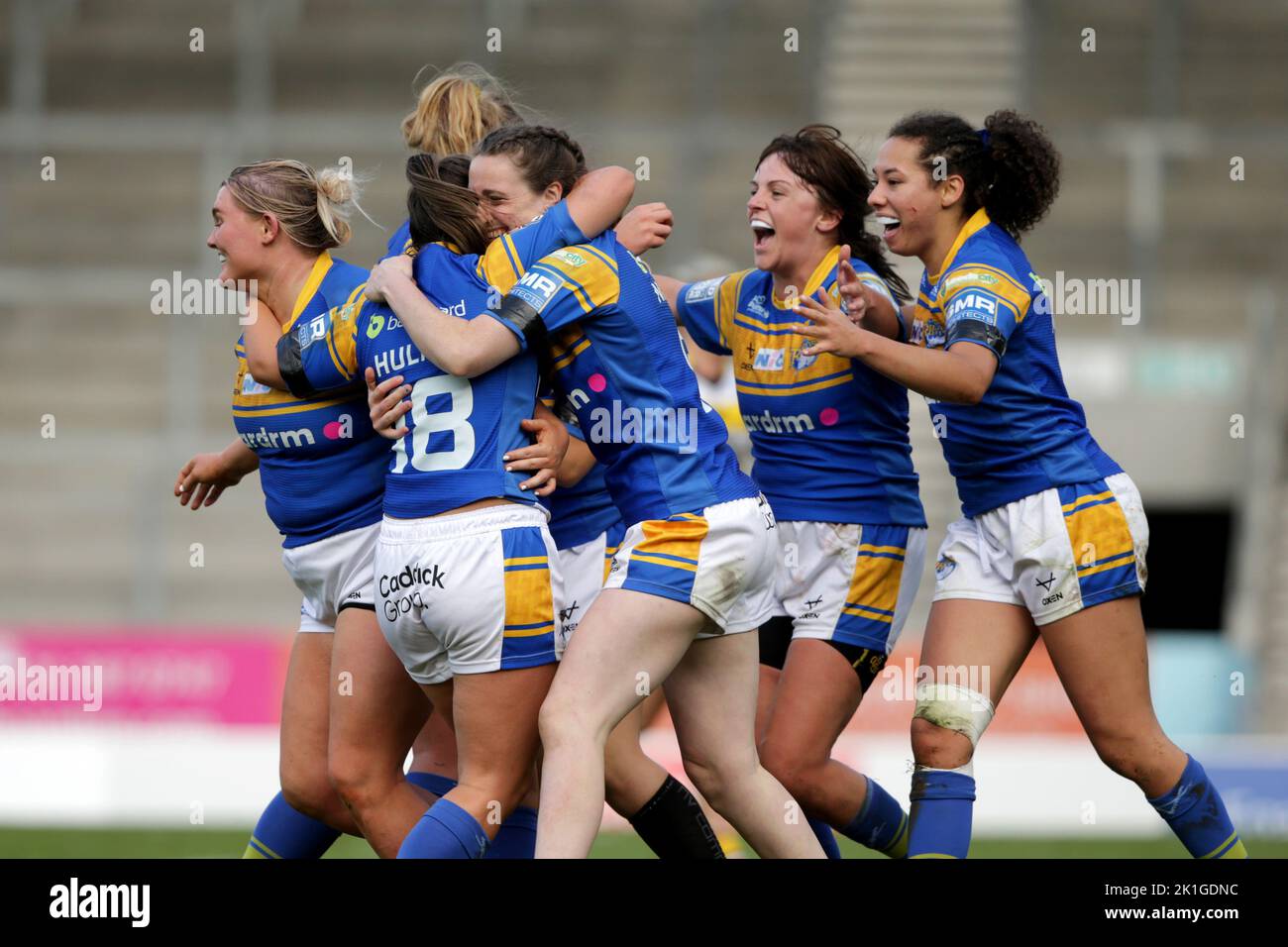 Leeds Rhinos players celebrate winning the Grand Final following the ...