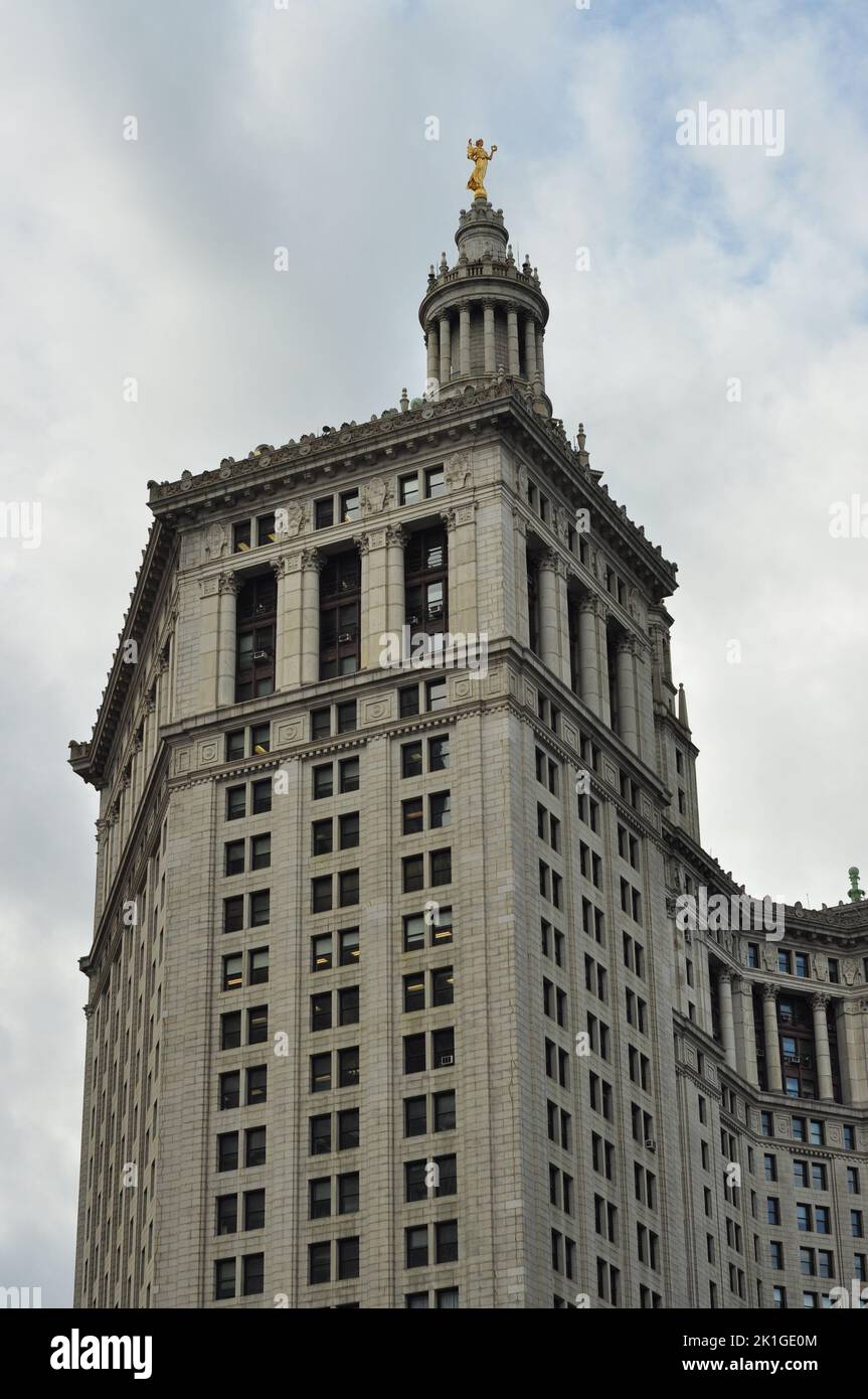 a low angle vertical view of the municipal building in manhattan, new ...