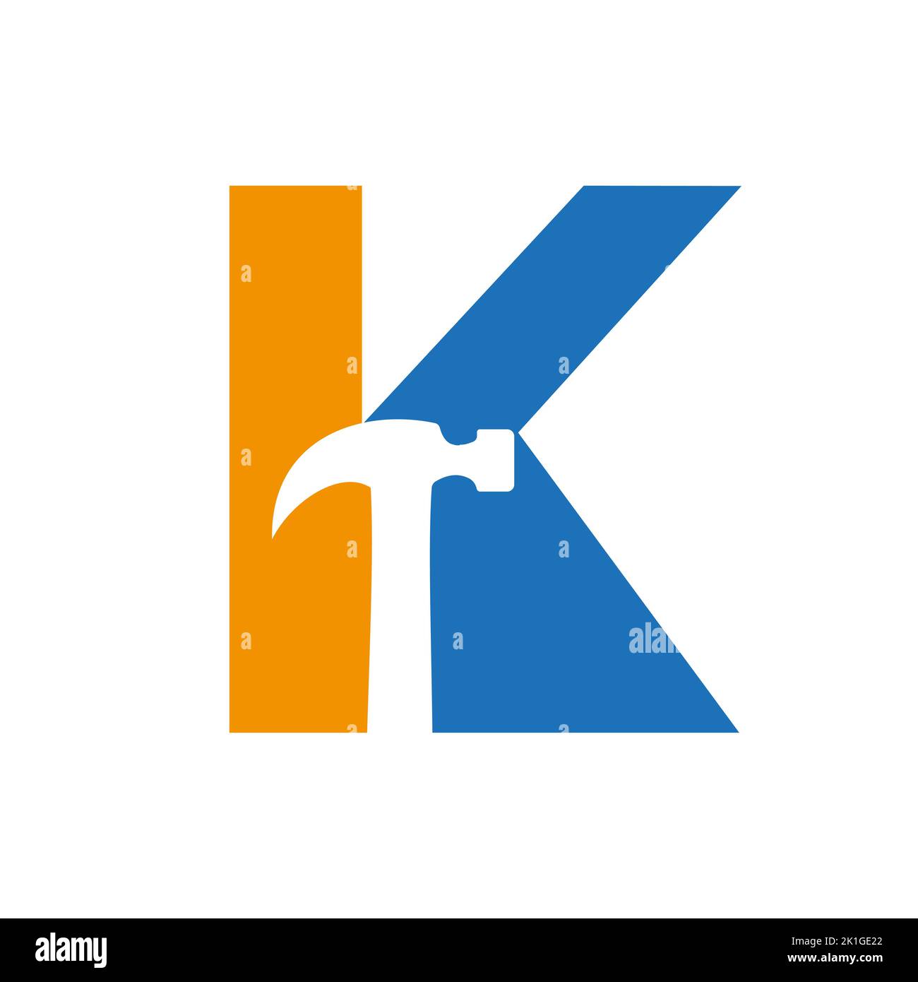 Letter K Hammer Logo Concept For Construction, Woodworking Company Repair Symbol Vector Template ...
