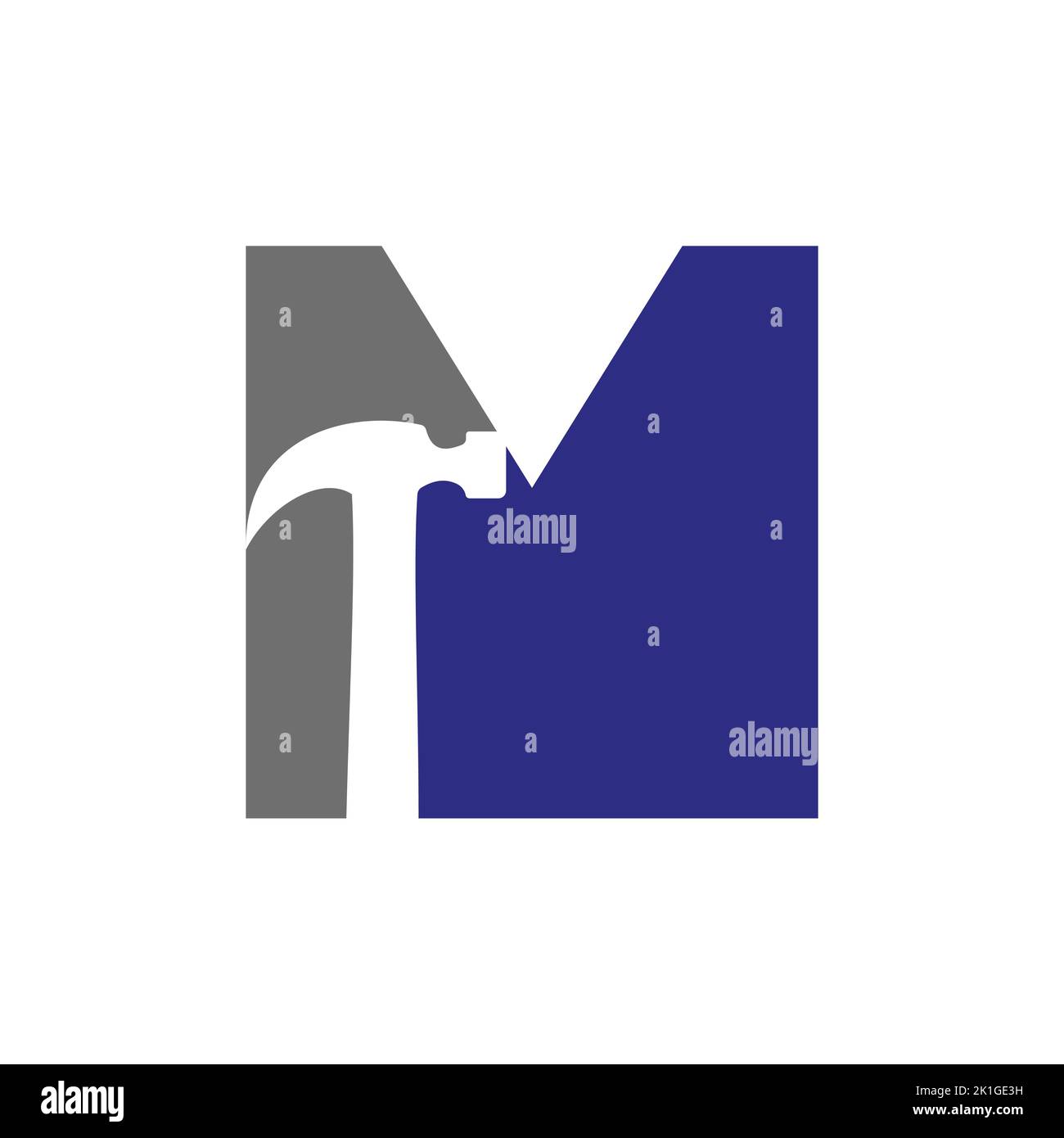 Letter M Hammer Logo Concept For Construction, Woodworking Company ...