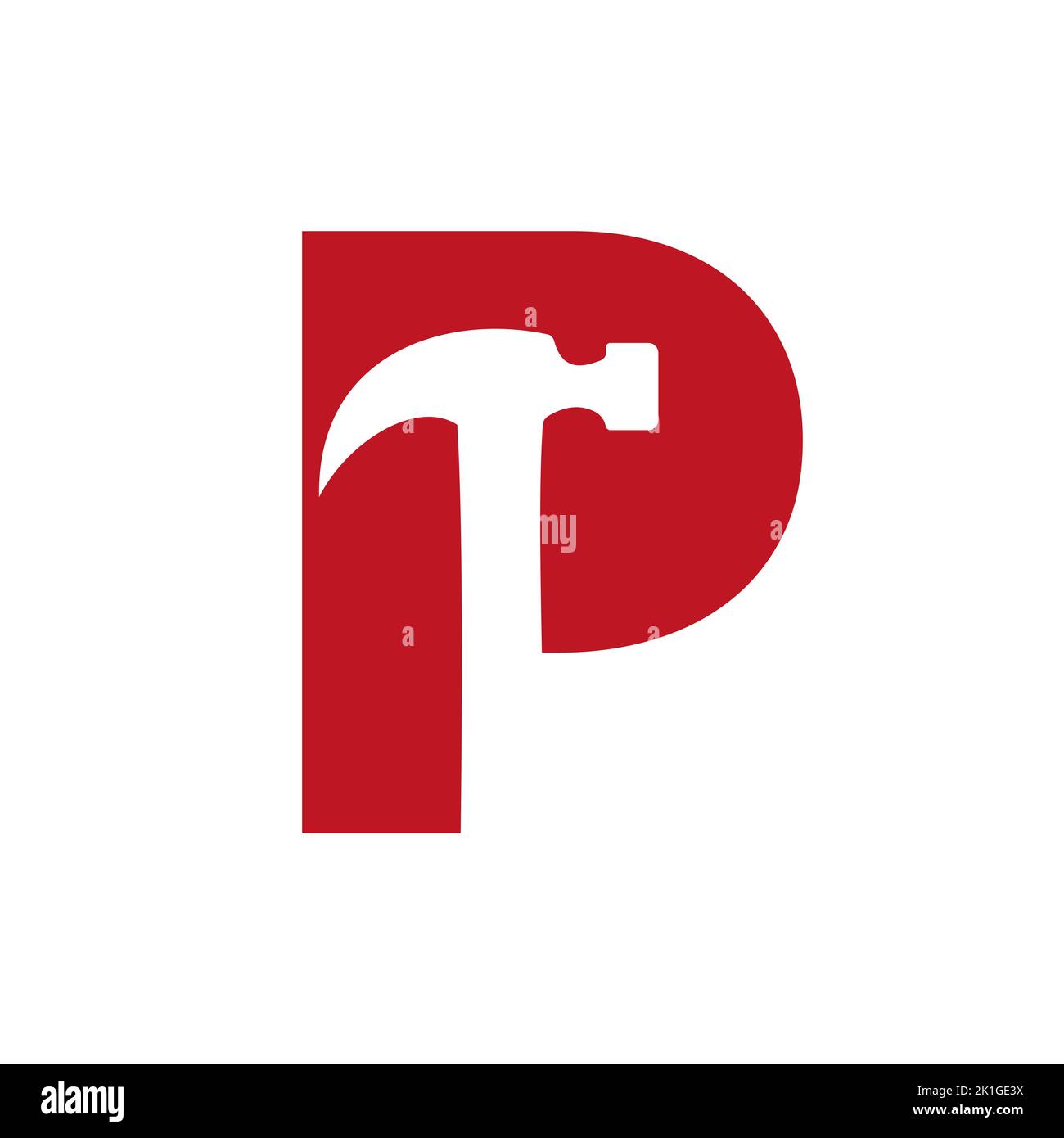 Letter P Hammer Logo Concept For Construction, Woodworking Company Repair Symbol Vector Template ...