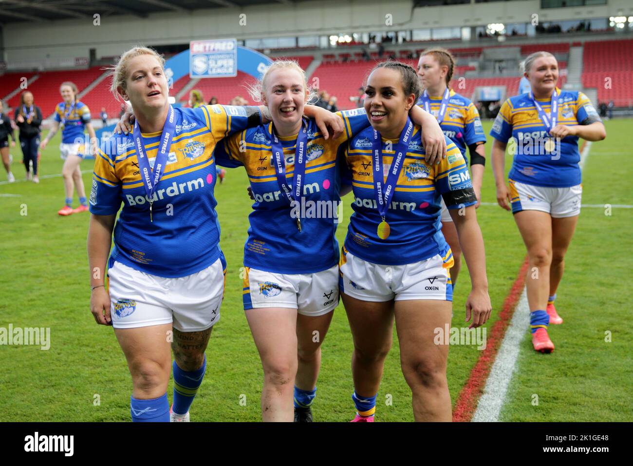 Leeds Rhinos players as they celebrate winning the Grand Final ...
