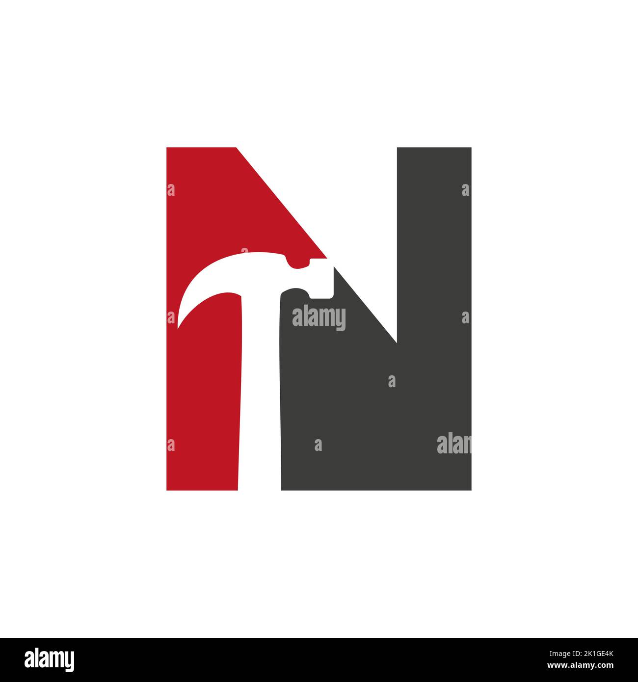Letter N Hammer Logo Concept For Construction, Woodworking Company Repair Symbol Vector Template ...