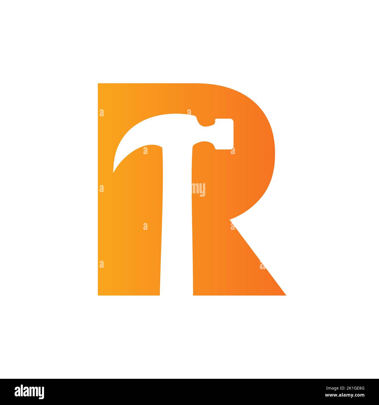 Letter R Hammer Logo Concept For Construction, Woodworking Company ...