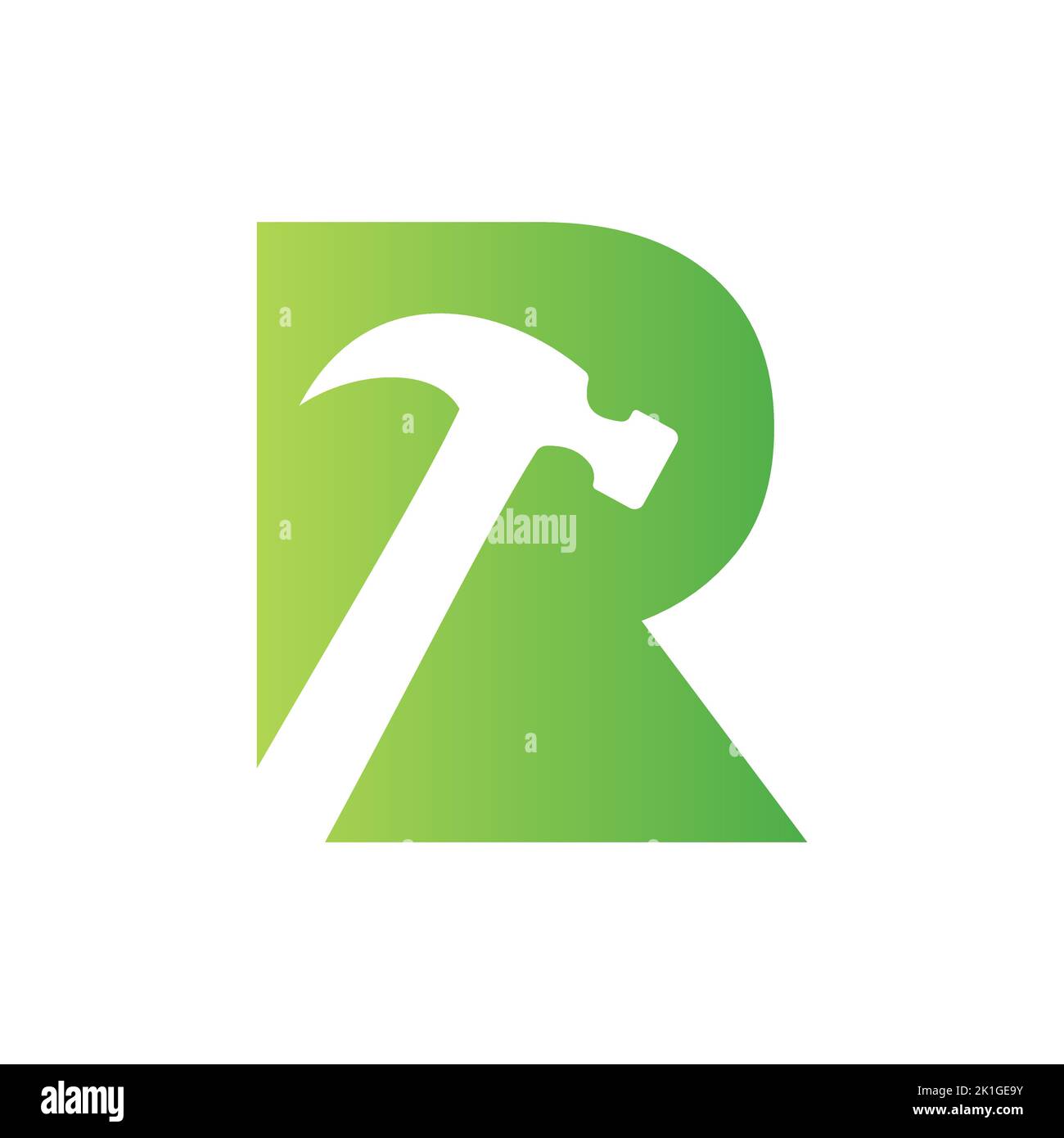 Letter R Hammer Logo Concept For Construction, Woodworking Company ...