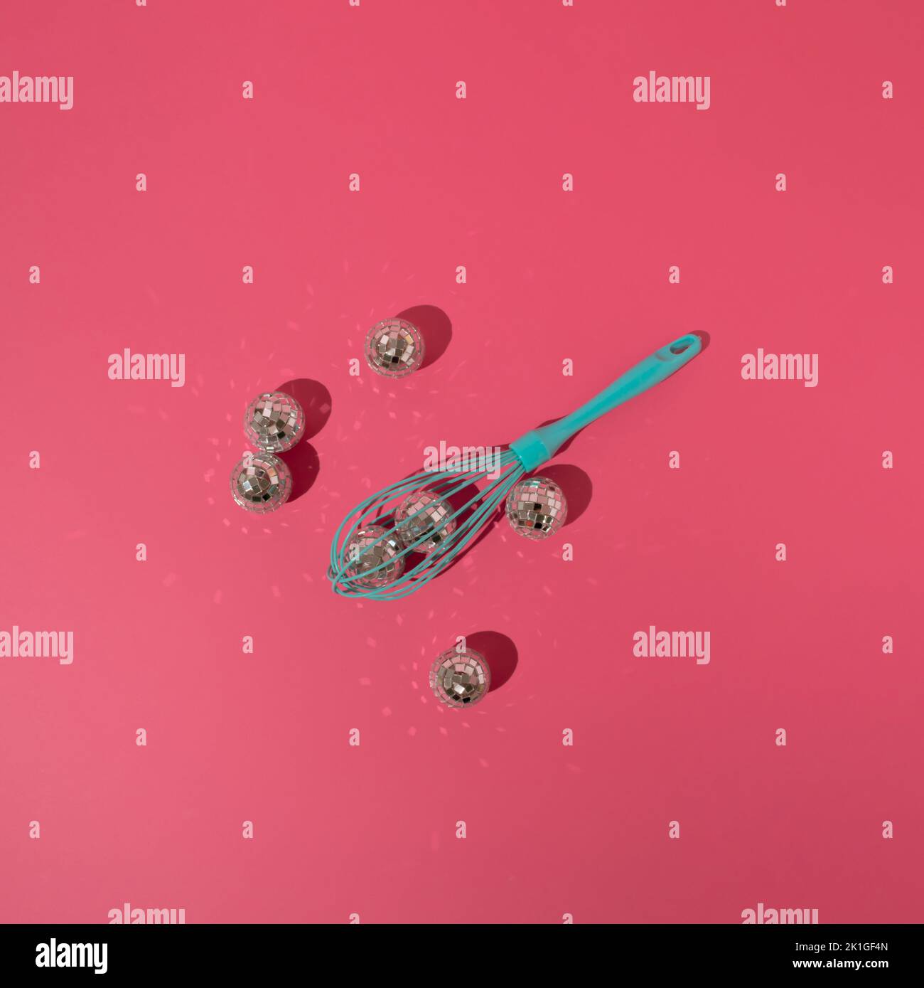 Turquoise egg mixer beater, manual cream mixing whisk with disco balls ...