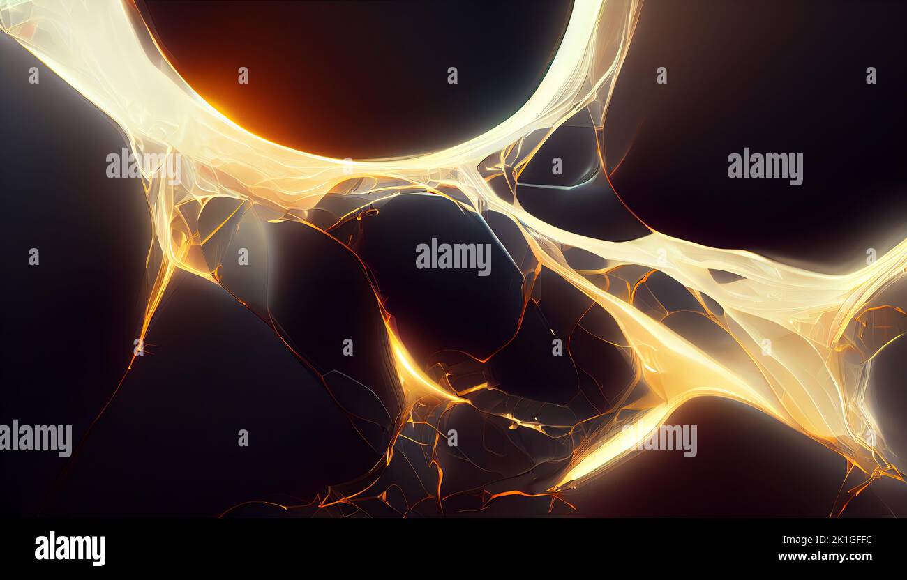 Abstract amber, gold and white waves background. Subtle gradient, flow liquid lines. Cinema 4d ...