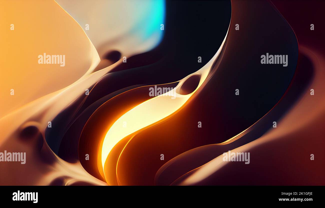 Abstract amber, gold and white waves background. Subtle gradient, flow ...