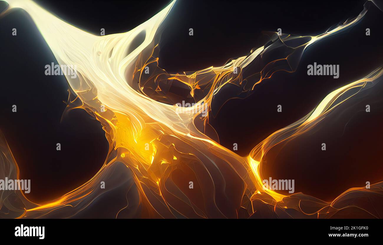 Abstract amber, gold and white waves background. Subtle gradient, flow liquid lines. Cinema 4d ...