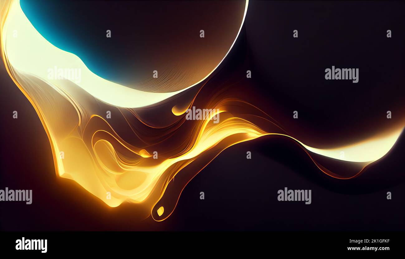 Abstract amber, gold and white waves background. Subtle gradient, flow ...