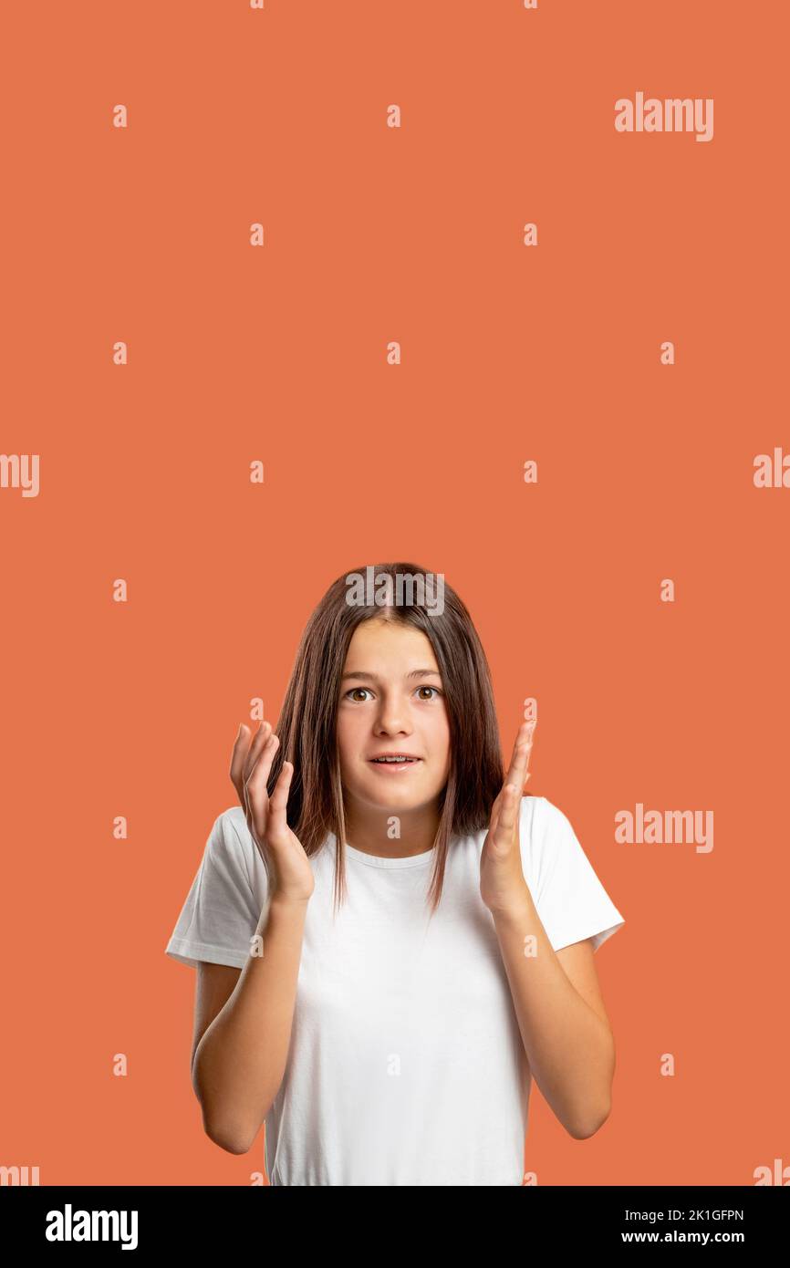 Shocked kid. Commercial background. Special offer. Omg reaction ...