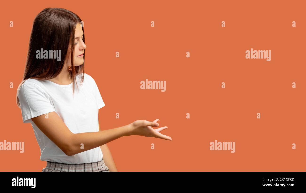 Special offer. Advertising background. Solution discovery. Portrait of ...