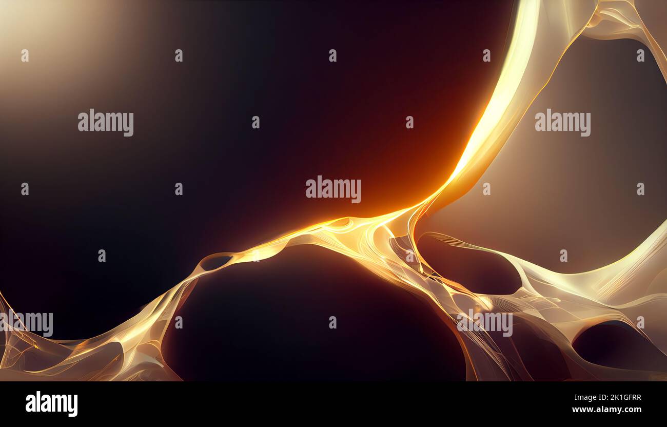 Abstract amber, gold and white waves background. Subtle gradient, flow liquid lines. Cinema 4d ...