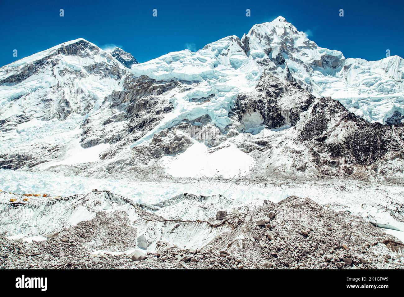 Epic Khumbu Glacier on the way to Everest Base Camp in Himalaya ...