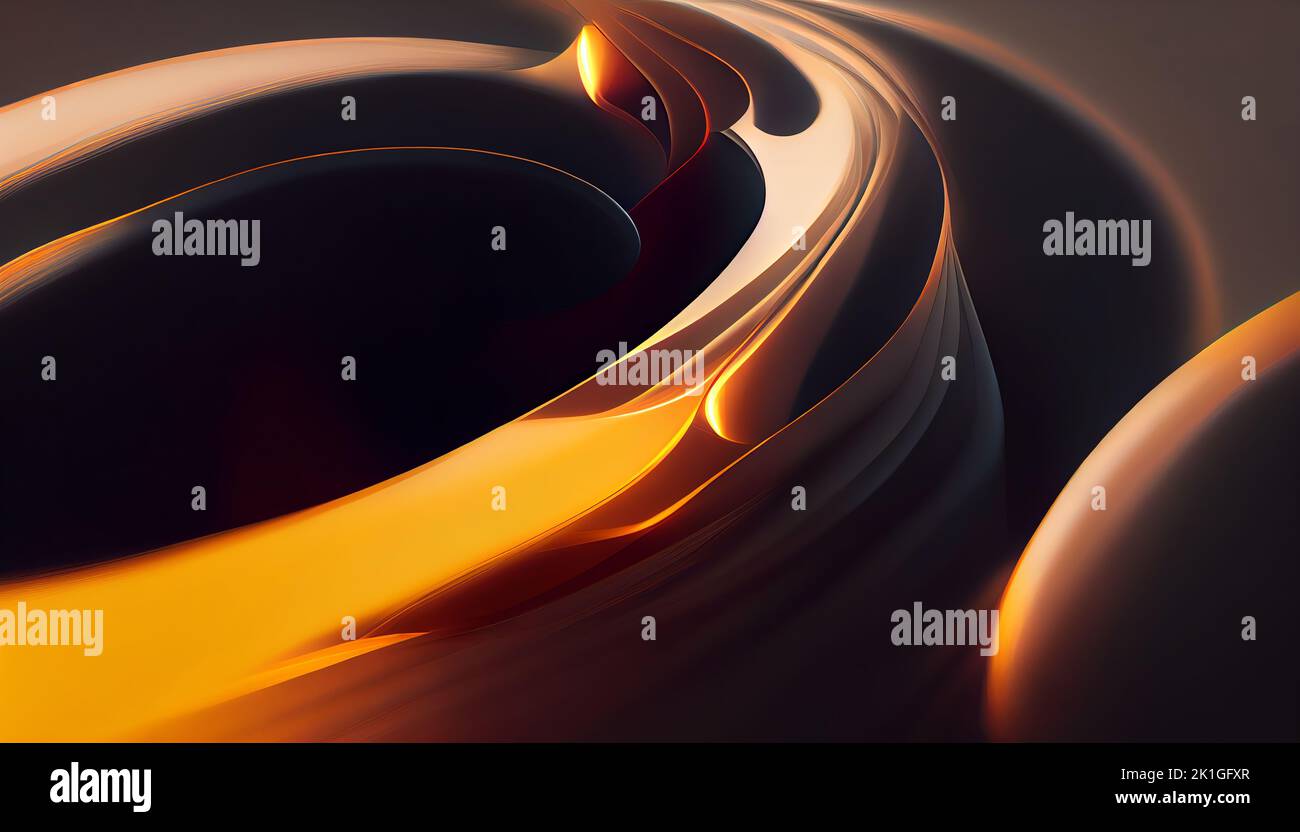 Abstract amber, gold and white waves background. Subtle gradient, flow liquid lines. Cinema 4d ...