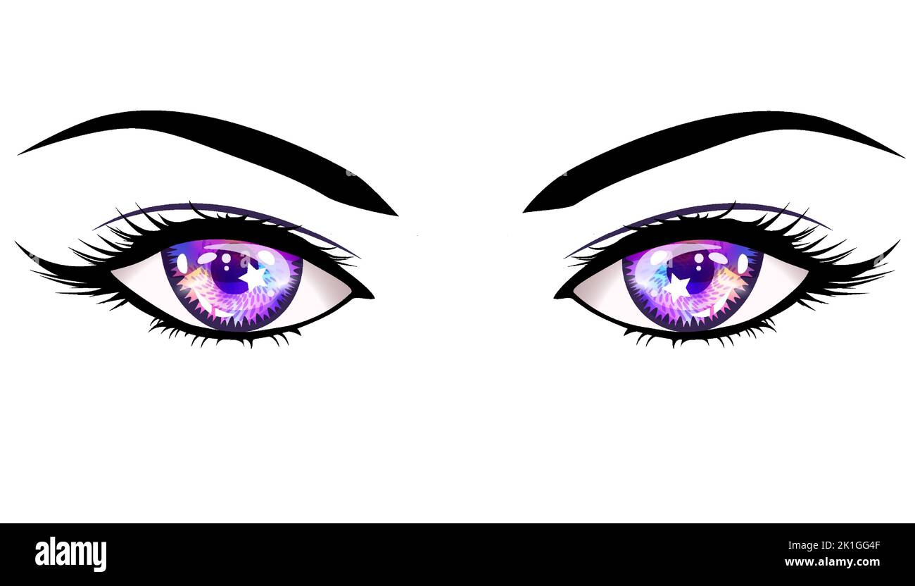 Purple Eyes Anime Girl In Manga Style Stock Vector Image And Art Alamy