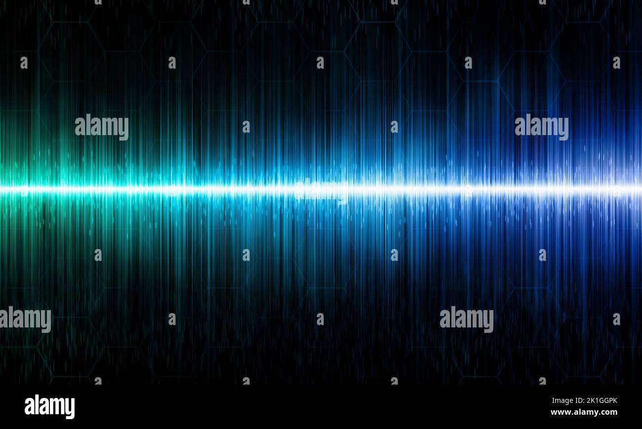 Abstract blue and green sound waveform on black background Stock Photo ...