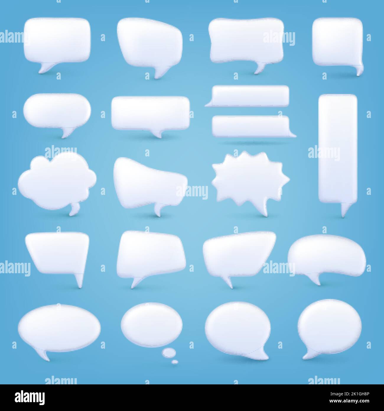 White bubble shapes 3d. Different message balloons and squares ...