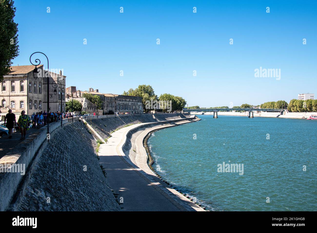The River Rhone passes through Arles in Provence, France Stock Photo ...