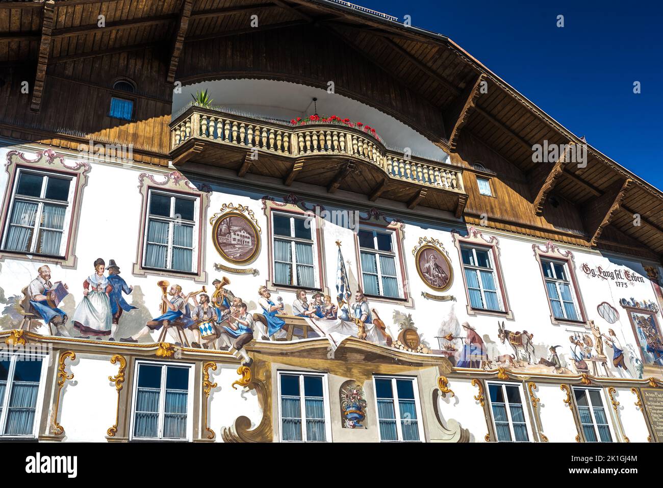 Oberammergau, Germany - October 2021: Facade with a religious mural ...