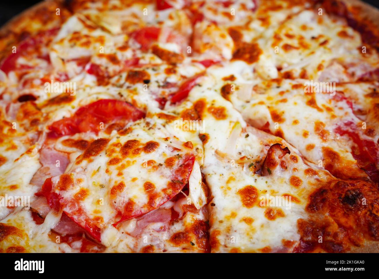 Traditional and authentic Italian pizza baked in wood fired oven. On ...