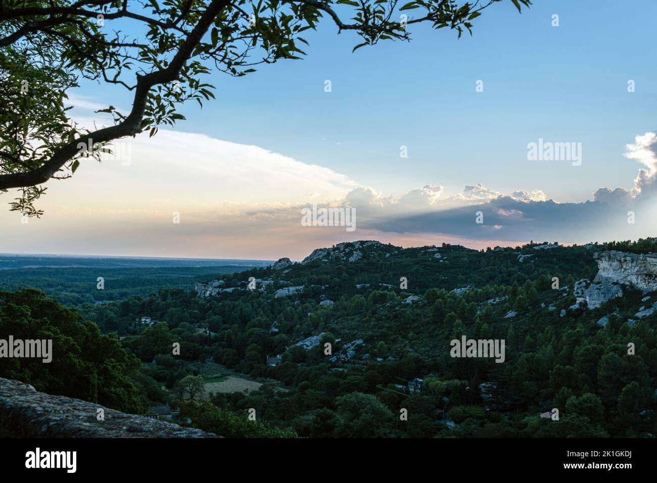 The Sun sets behind the Camargue in the South of France, taken from the ...