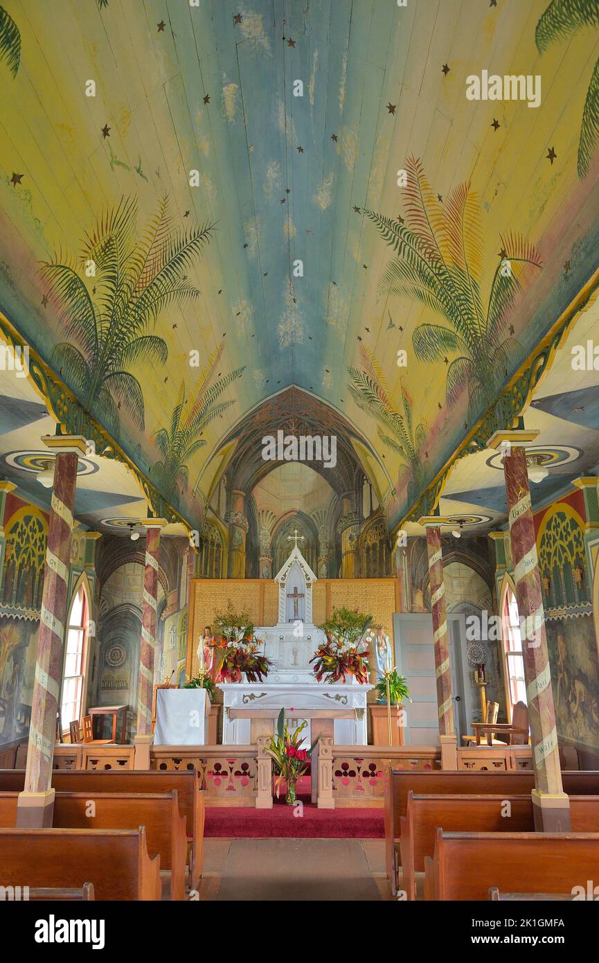 The beautiful "painted church" in Honaunau - Saint Benedict's catholic ...