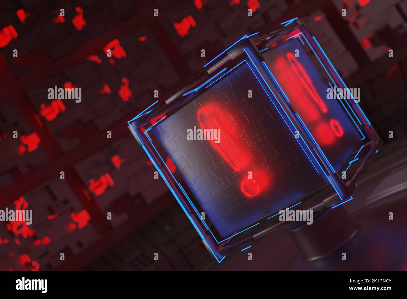 Malware. Danger symbol. ?oncept of attention, danger. Computer Hacked Error Concept. 3d render ...