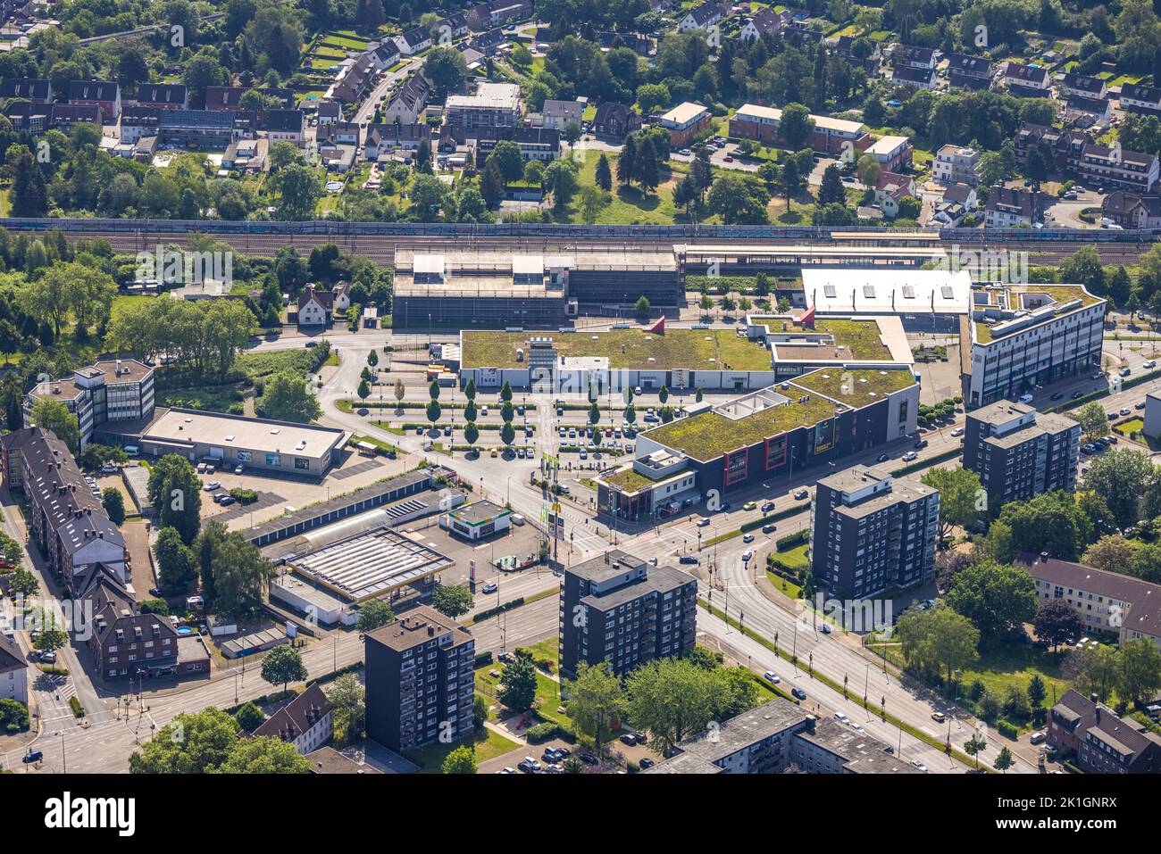 Aerial view, Südring-Center and Bottrop Hbf, south, Bottrop, Ruhr area ...