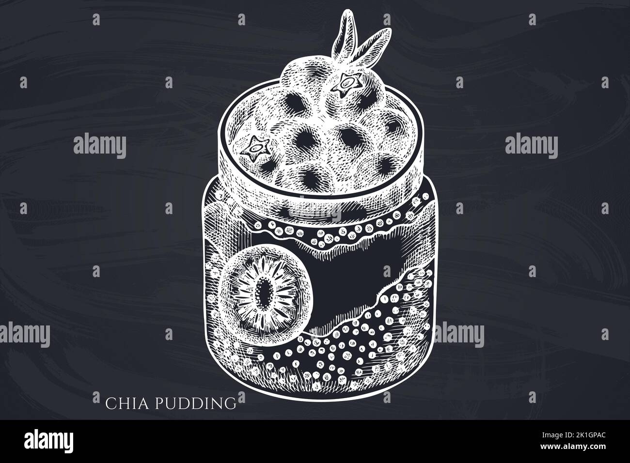 Breakfast hand drawn vector illustrations collection. Chalk chia ...