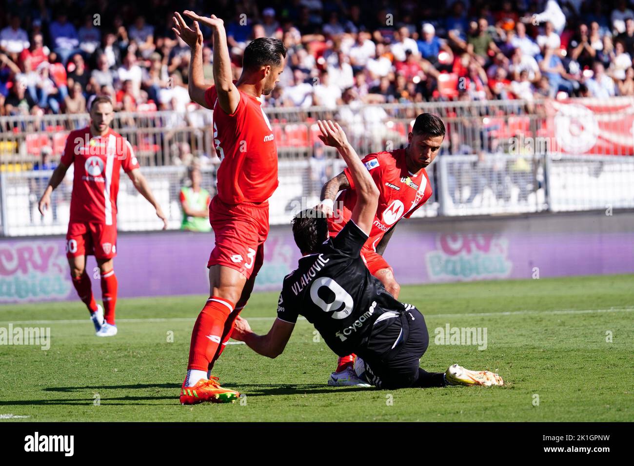Monza, Italy. 18th Sep, 2022. Dusan Vlahovic (Juventus FC) and Armando ...